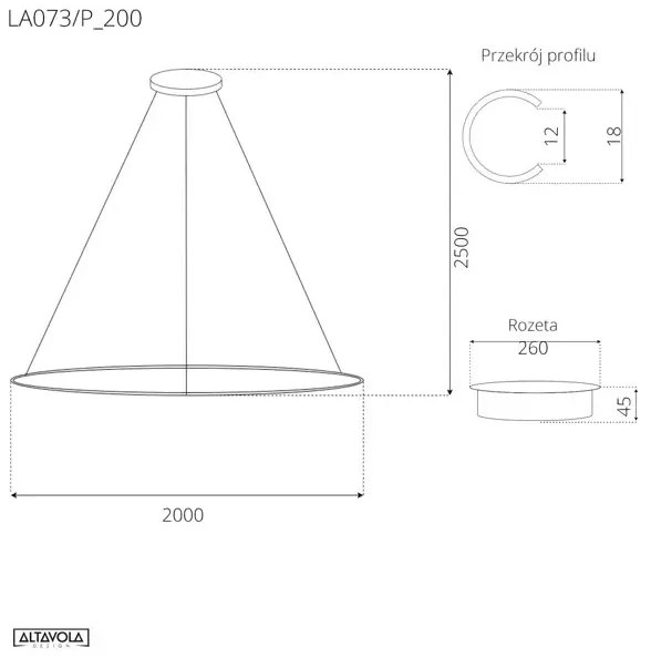 LED závěsné světlo Ring No.1 Φ200 black 3000K