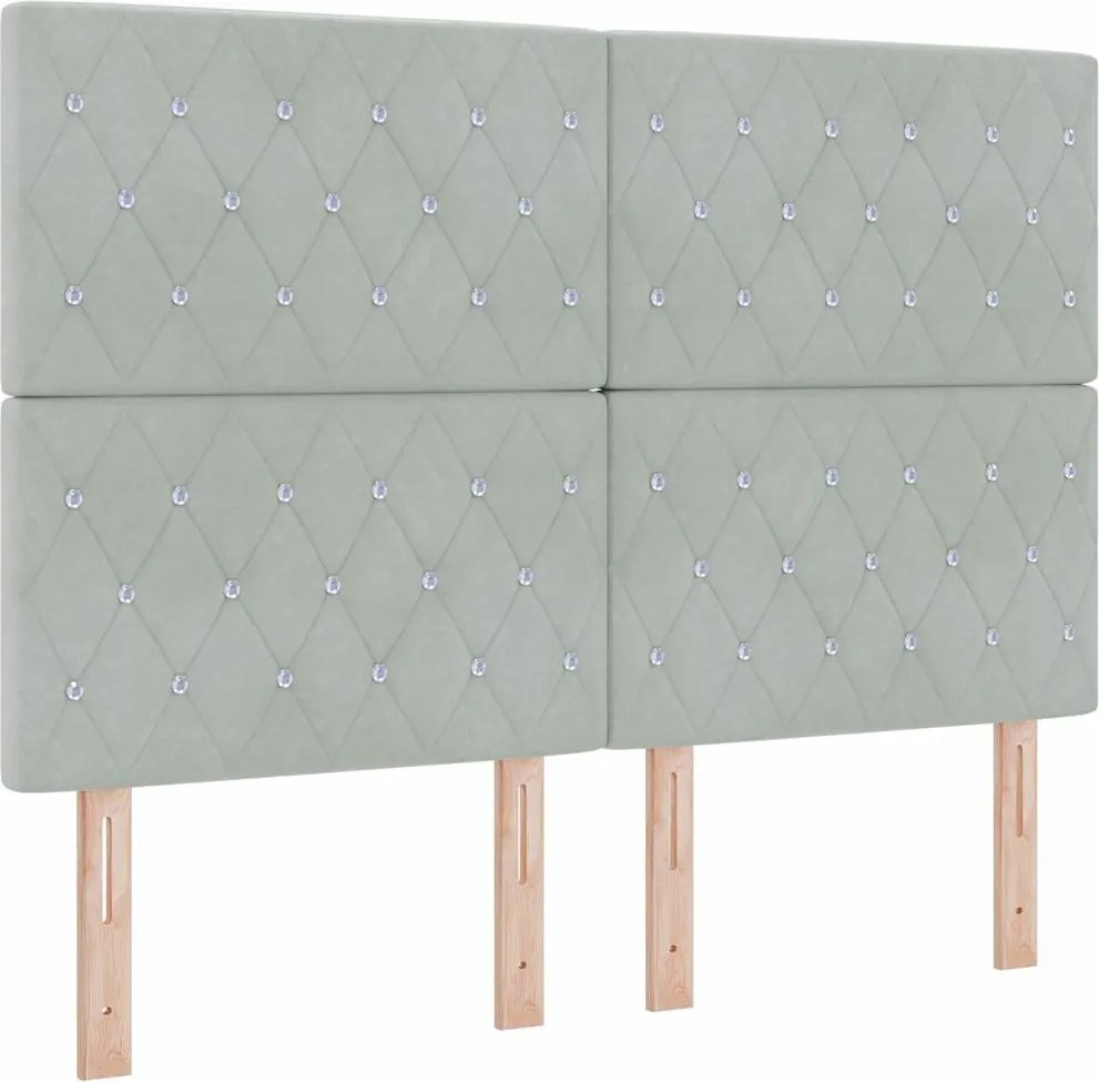 Postel s boxspringem s čelo Světle šedá 200 x 160 cm samet 3344456