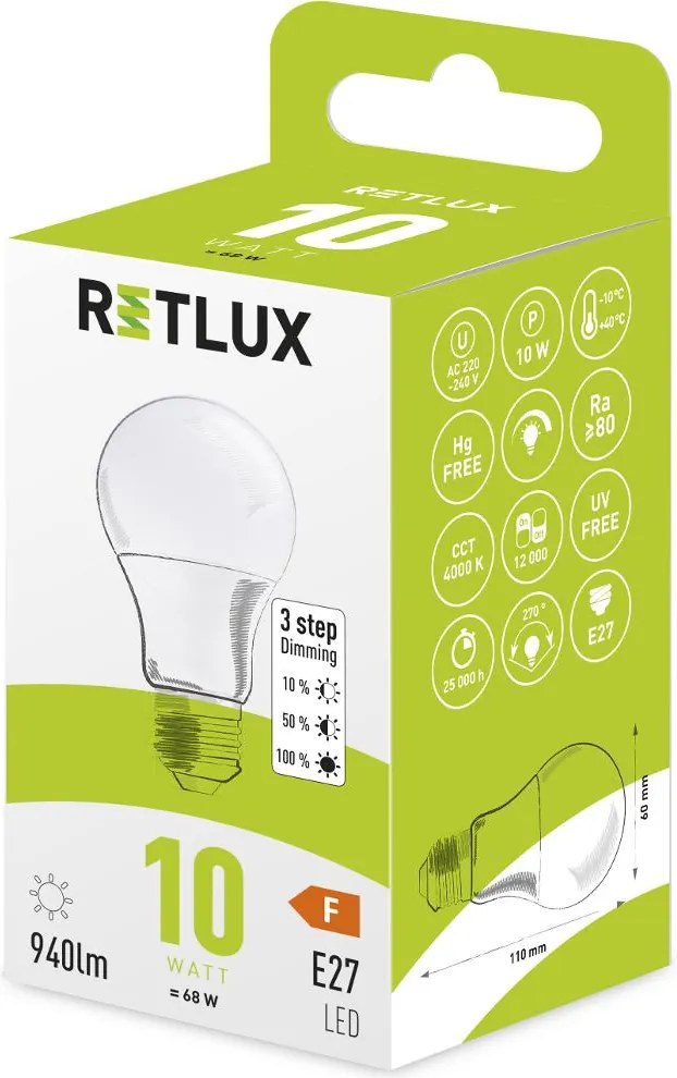 Retlux RLL 450 A60 E27 3DIMM 10W CW