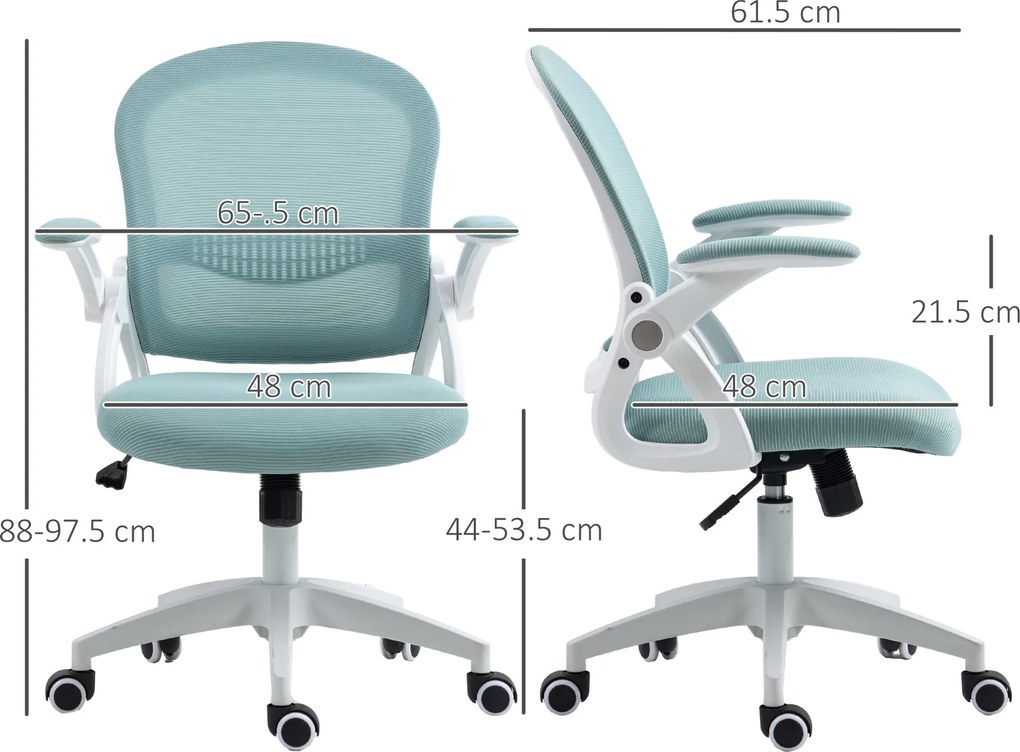 Ergonomická kancelářská židle Vinsetto s síťovaným opěradlem a polstrovaným sedákem, výškově nastavitelná, 65,5x61,5x88-97,5cm, modrá