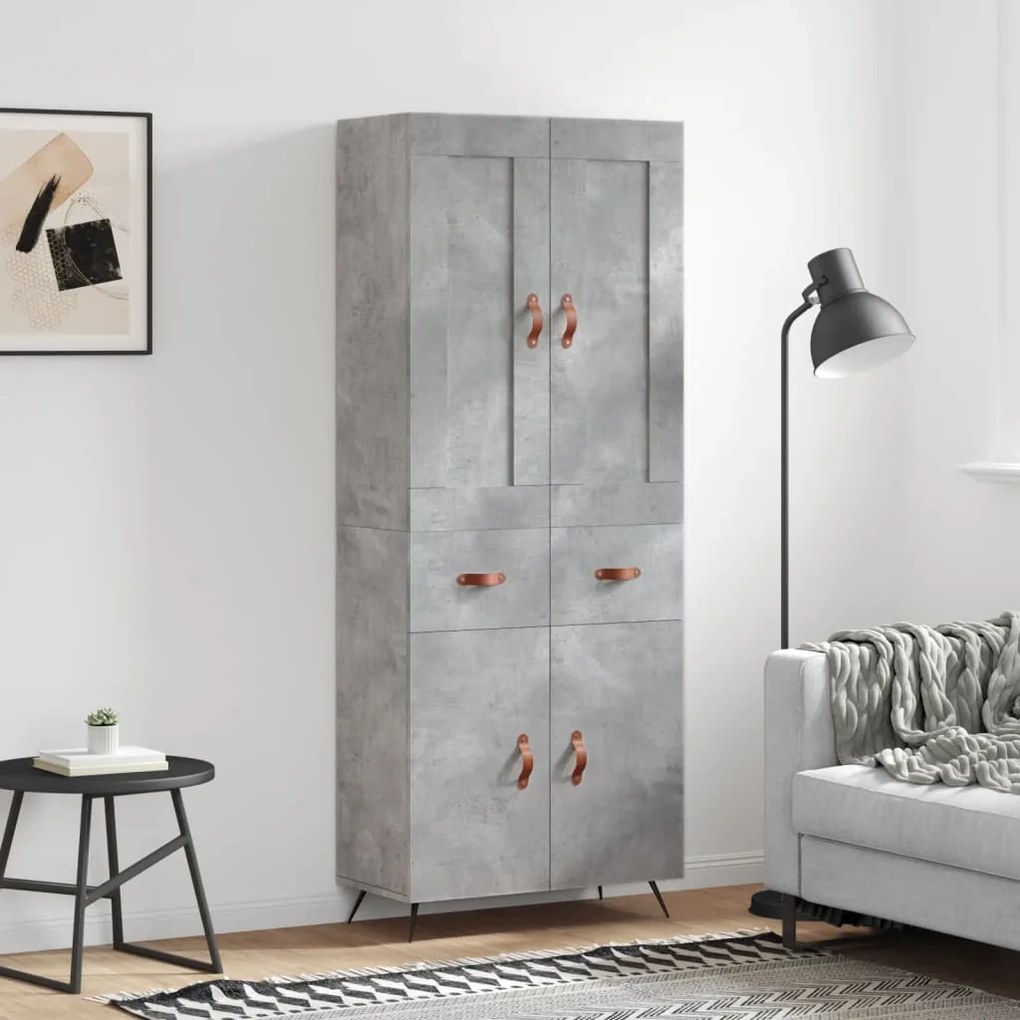 Skříň highboard betonově šedá 69,5x34x180 cm kompozitní dřevo 3199853