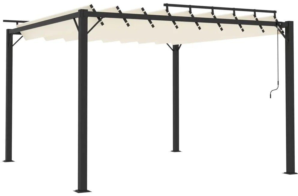 Marketos Altán s lamelovou střechou 3 x 3 m krémová tkanina a hliník