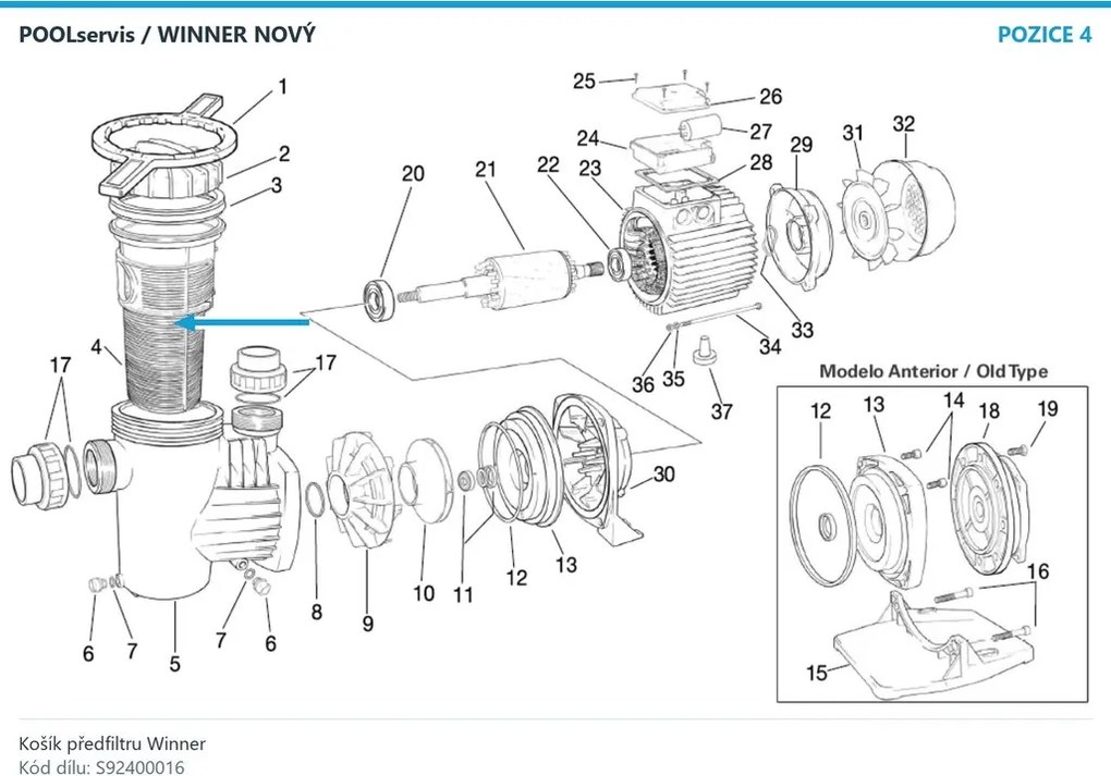 Košík předfiltru Winner – S92400016