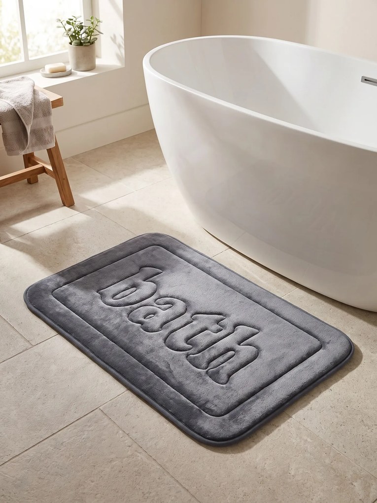 Sinsay - Koupelnový kobereček s nápisem Bath - šedá