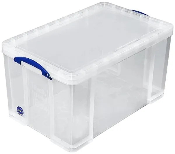 Plastový úložný REALLY USEFUL box transparentní 84l s víkem