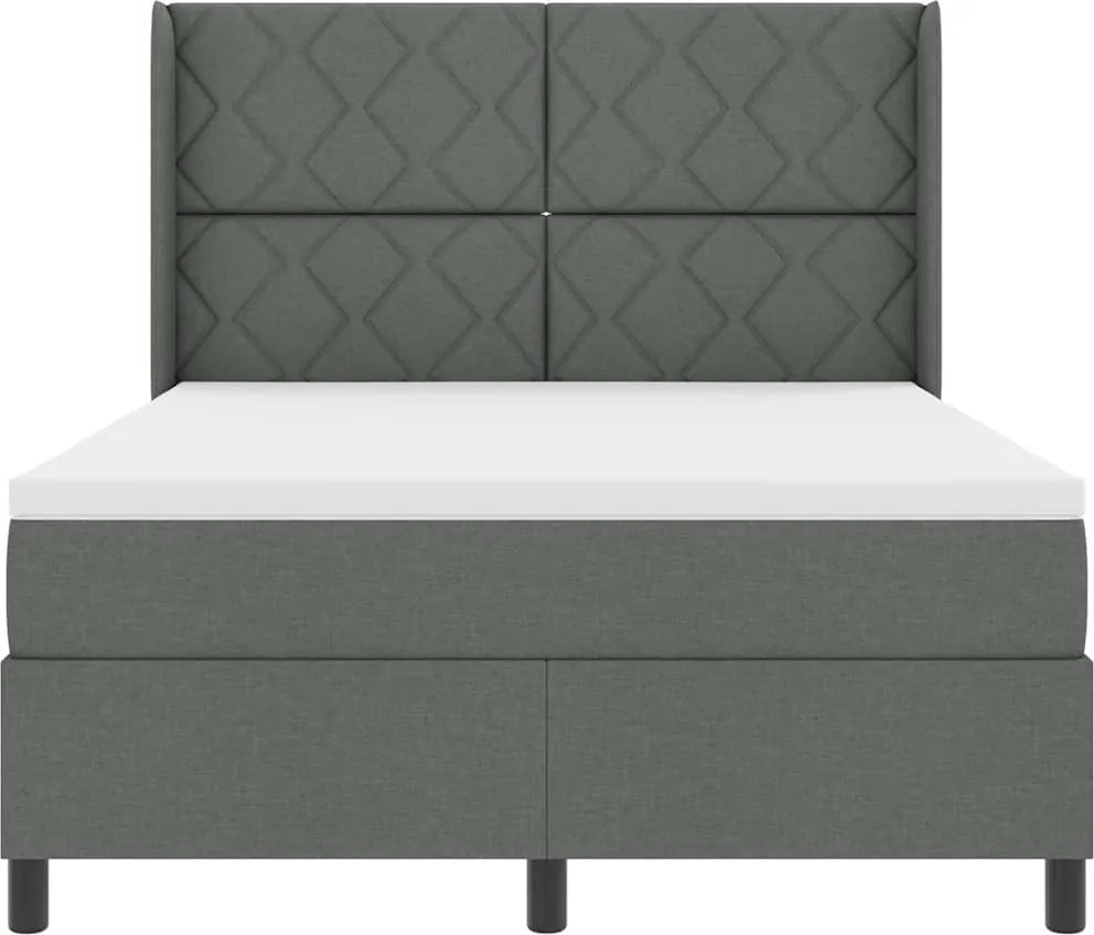 Postel s boxspringem s polštářem Tmavě šedá 200 x 140 cm textil 3341708