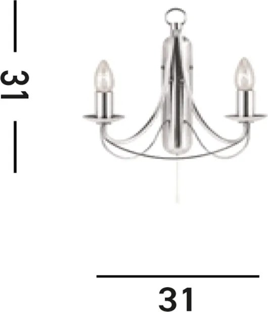 Searchlight 6342-2SS Nástěnná lampa s vypínačem MAYPOLE chrom