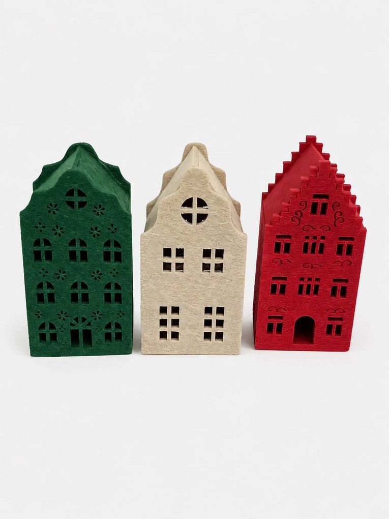 Sinsay - Stojící dekorace ve tvaru domů 3 pack - vícebarevná
