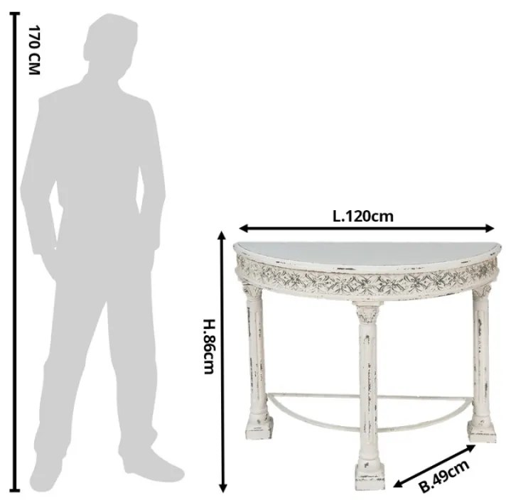 Krémový antik konzolový stolek v romantickém stylu Pierre – 120x49x86 cm