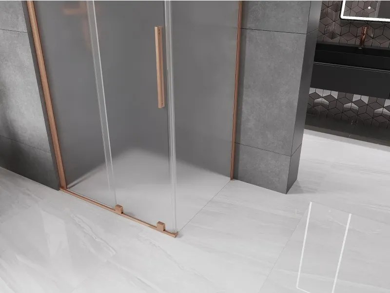 Mexen Velar, sprchový kout s posuvnými dveřmi 130 x 100 cm, 8mm sklo námraza, měděná matná, 871-130-100-31-65