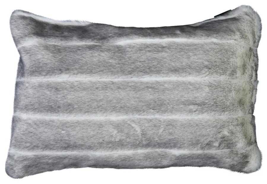Světle šedý chlupatý polštář Tiara s proužky - 40*60*15cm