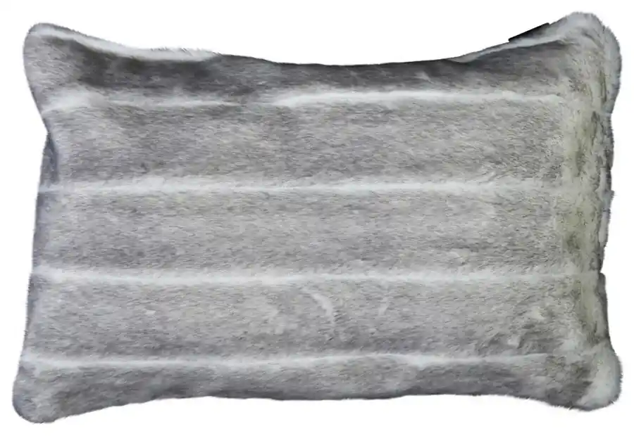 Světle šedý chlupatý polštář Tiara s proužky - 40*60*15cm | BIANO