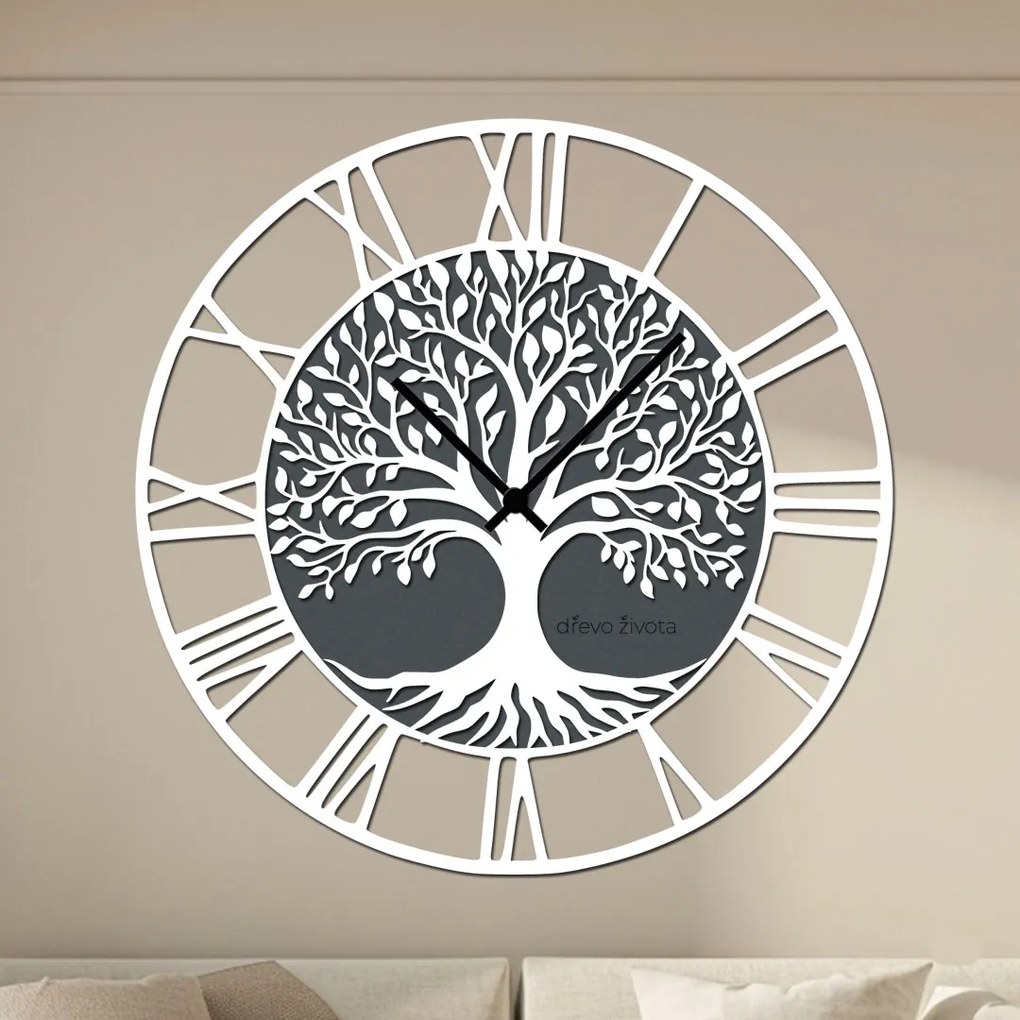 dřevo života Nástěnné hodiny STROM Zvolte barvu dekoru: Javor, Zvolte velikost hodin (cm): 35x35, Barva ručiček: Černé