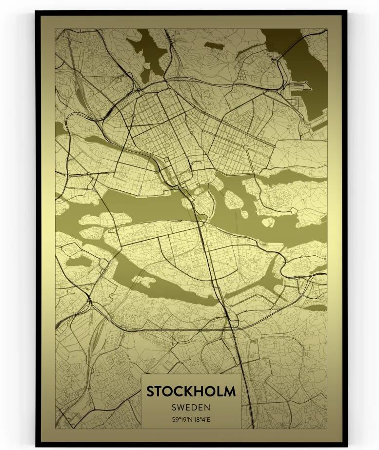 Obraz Mapa Stockholm 30 x 40 cm - napnuté plátno na dřevěném rámu