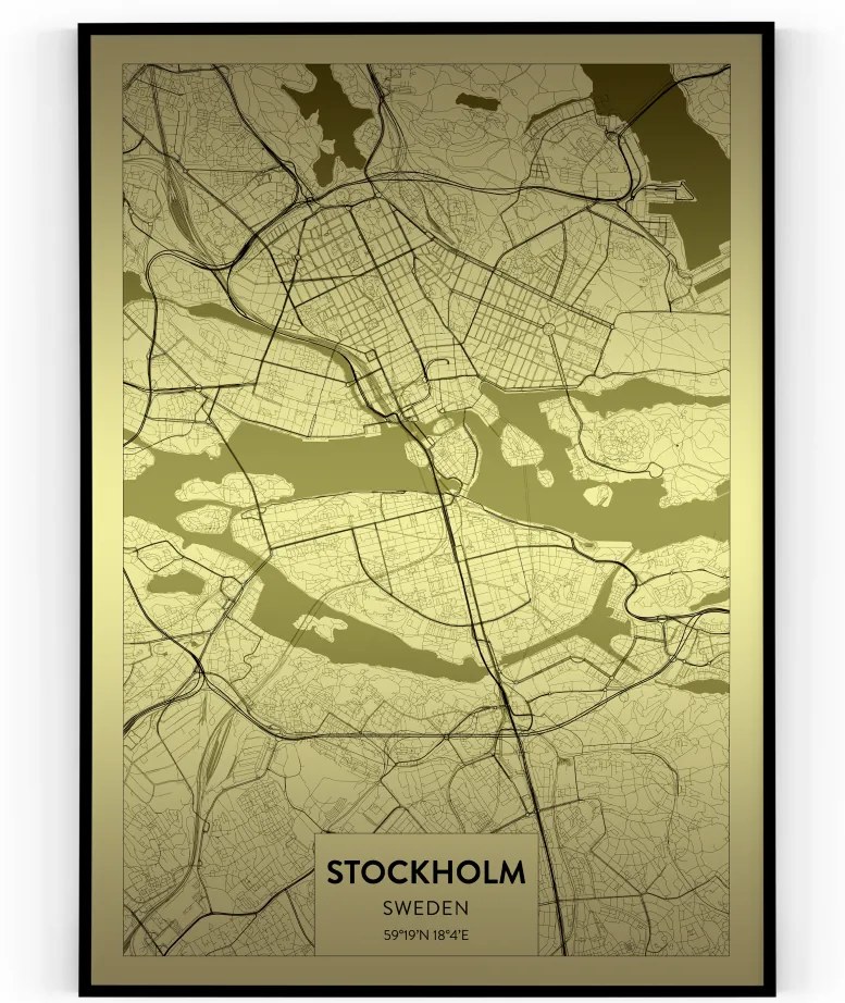 Plakát / Obraz Mapa Stockholm Pololesklý saténový papír 210 g/m² A4 - 21 x 29,7 cm