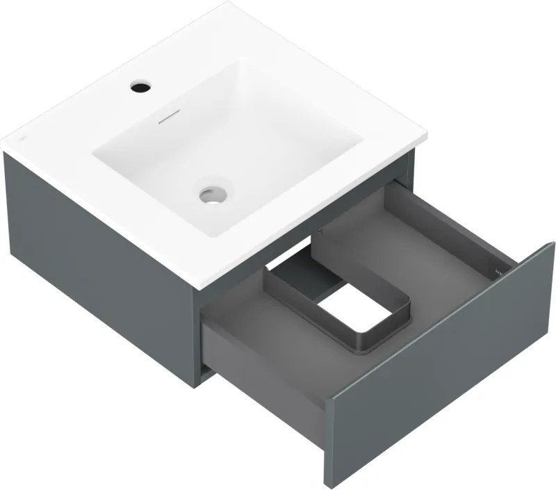 Mexen Orio, koupelnová skříňka 50 cm s umyvadlem Otis, 1 zásuvka, grafitová matná/bílá matná, 91A10-05023-1-BF66-W18M01