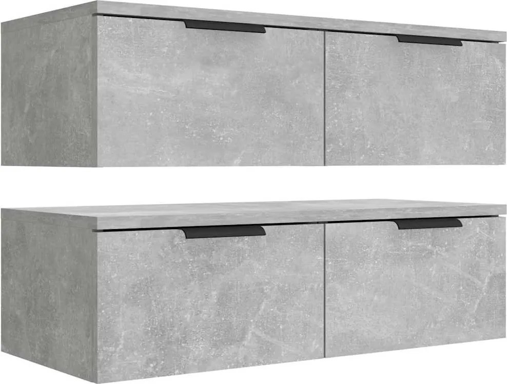 Nástěnné skříňky 2 ks betonově šedé 68x30x20cm kompozitní dřevo 3115895