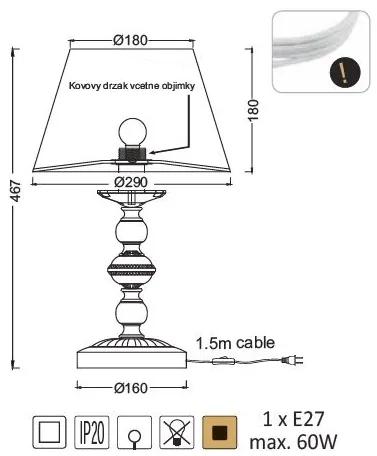 ACA DECOR Stolní lampička DIJON max. 60W/E27/230V/IP20