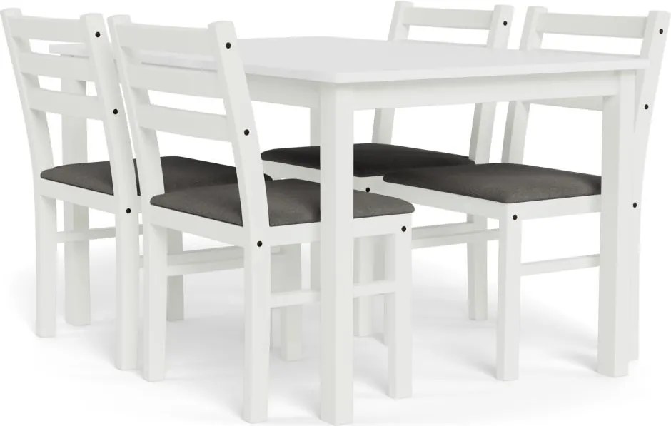 ACTONA Jídelní set stolu a čtyř židlí ALICANTE bílý 110x70 cm