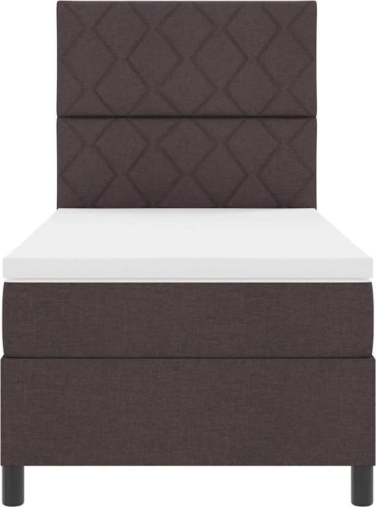 Postel s boxspringem s čelo Tmavě hnědá 90 x 190 cm textil 3339430