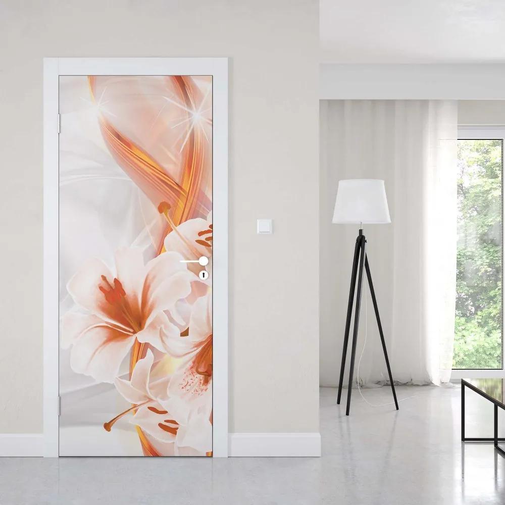 GLIX Fototapeta na dveře - Modern Flowers Orange | 91x211 cm