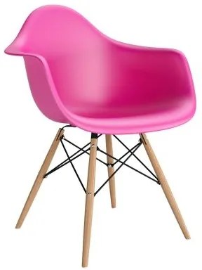 Židle P018V PP tmavá růžová, dřevěné nohy hf