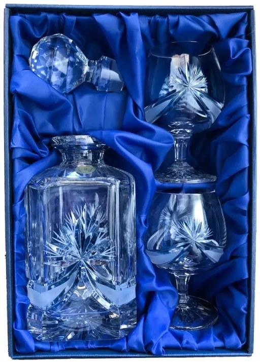 Onte Crystal Bohemia Crystal ručně broušený set na rum, brandy a koňak Mašle 1+2