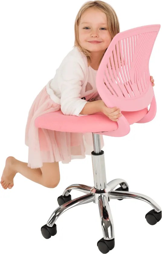 Dětská židle PIXIE - růžový polyester