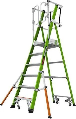 Little Giant Safety Cage 2.0 – pojízdný plošinový žebřík s klecí, 2–10 stupňů, EN 131- Model: 4, počet schodů: 4/112 cm