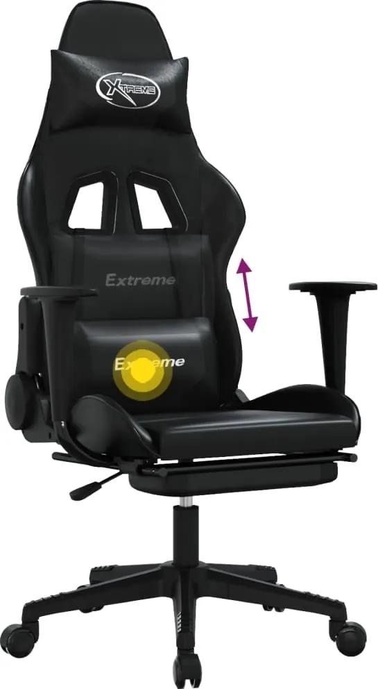 vidaXL Masážní herní židle s podnožkou umělá kůže [345465] Barva: Černo-zelená