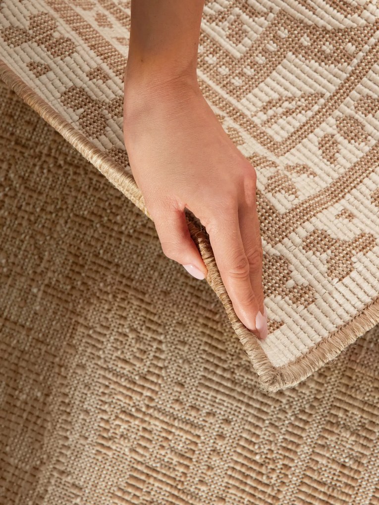 NORTHRUGS, Kusový koberec Duet Rosel 106252 Beige/White - na ven i na doma, 160x230, béžová, chodba / předsíň