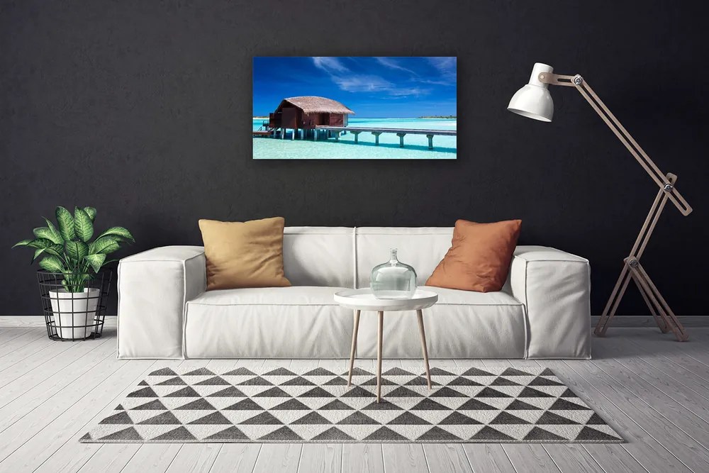 Obraz na plátně Moře Pláž Dům Architektura 100x50 cm