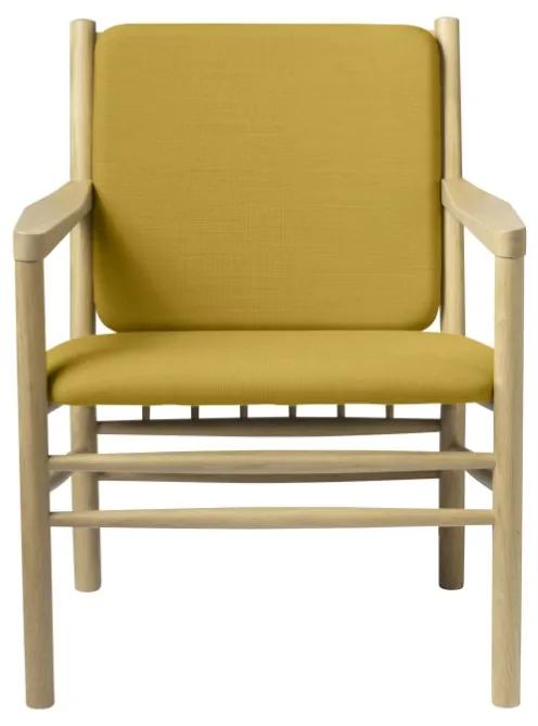 Židle J147 z dubového masivu - textilní potah barva potahu:: žlutá, Barva rámu:: světlý dub