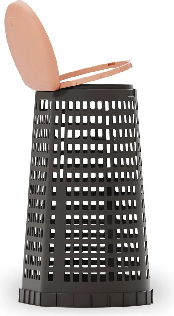 Plastový odpadkový koš na 120 l pytle, černý, červené víko