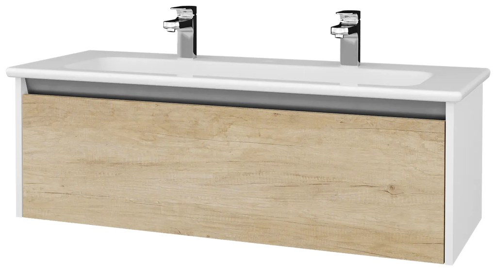Dřevojas Koupelnová skříň BONO SZZ 120 (umyvadlo Euphoria) Varianta: N01 Bílá lesk / D15 Nebraska