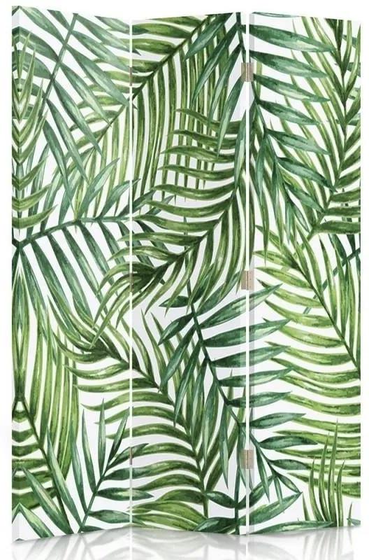 Ozdobný paraván Zelené listy Příroda - 110x170 cm, třídílný, obustranný paraván 360°