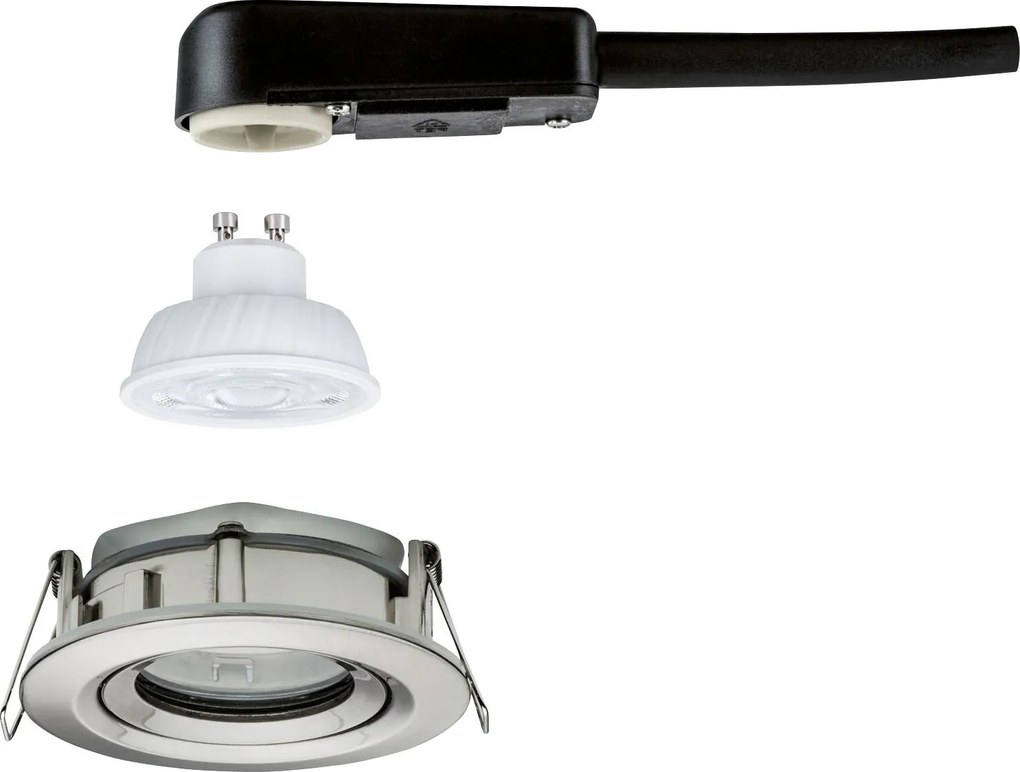 P 92415 LED vestavné svítidlo Nova Plus GU10 Flat IP65 93mm 4,9W 230V 2700K kov kartáčovaný - PAULMANN