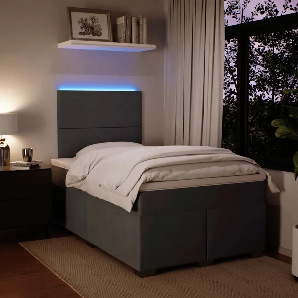 Box spring postel s matrací tmavě šedá 120 x 200 cm samet 3293177
