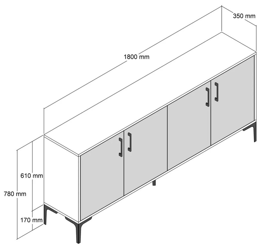 Komoda Kiev 180 cm bílá