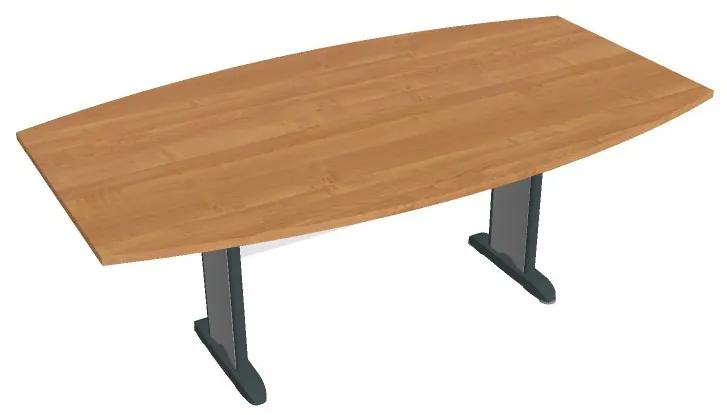 Stůl jednací sud 200 cm - Hobis Cross CJ 200 Dekor stolové desky: olše, Dekor lamino podnože: bílá, Barva nohou: černá