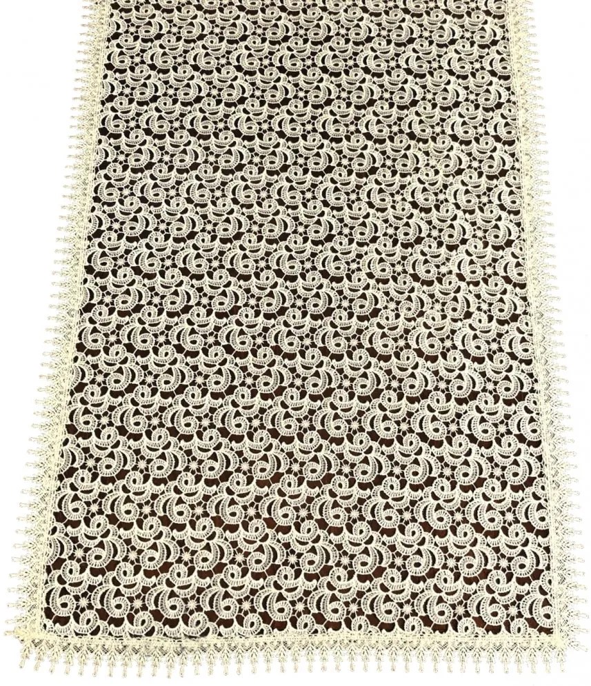 Béžový krajkový ubrus s ozdobným okrajem Šířka: 90 cm | Délka: 180 cm
