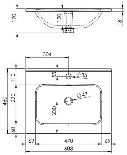 LOTOSAN Mayla nábytkové umyvadlo 60cm, ocean matná AQ LK6059