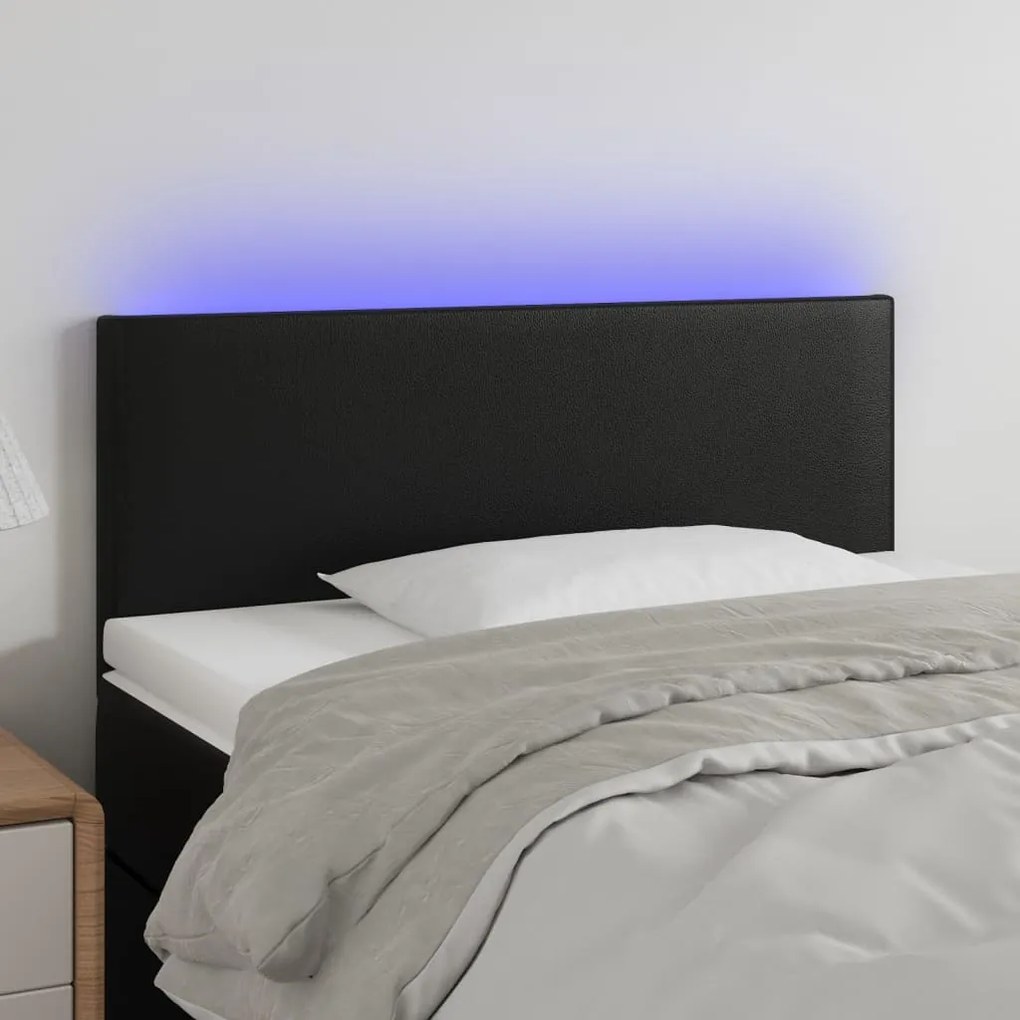 Čelo postele s LED černé 90x5x78/88 cm umělá kůže 3121410