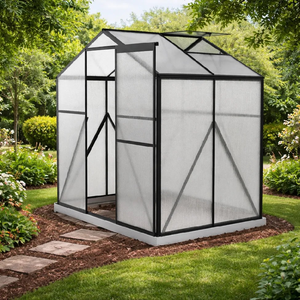Skleník se základnou BestBerg BBGH-406B / 2,5 m² / 130 x 190 x 194 cm / černá