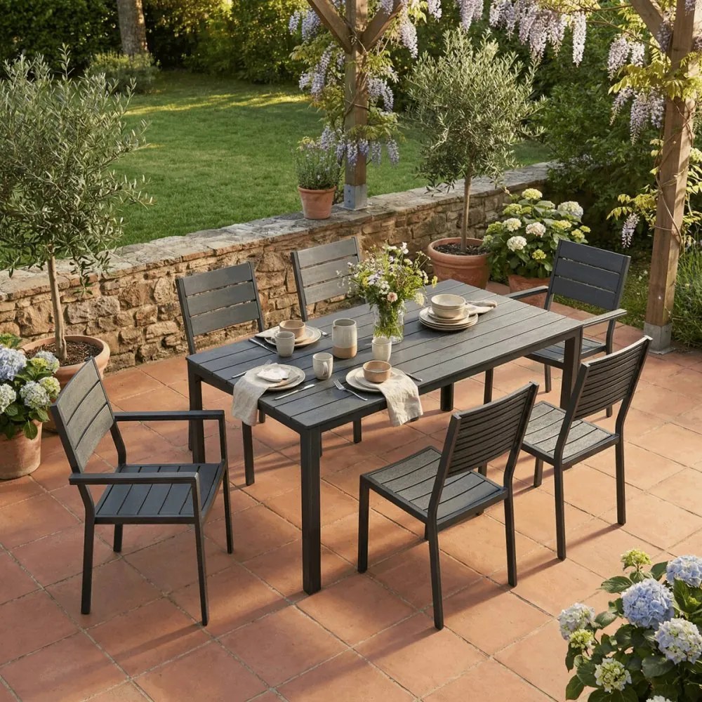 Zahradní sestava AZS-B1656 GREY, polywood, šedá (156 x 78) cm