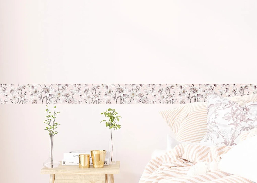 Samolepící bordura na zeď Květiny Magnólie | 5 m x 13.8 cm | DWB8465