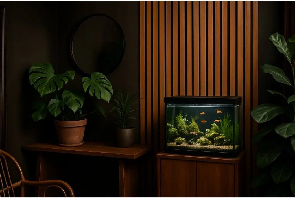 3D Dřevěné lamely na zeď na filci 255x46cm - Ořech TOSKÁNSKÝ
