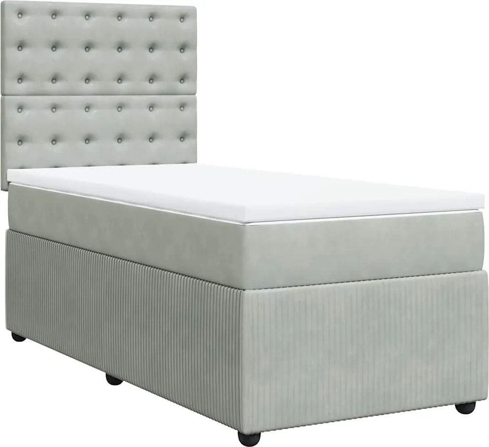 Box spring postel s matrací světle šedá 80 x 200 cm samet 3294502