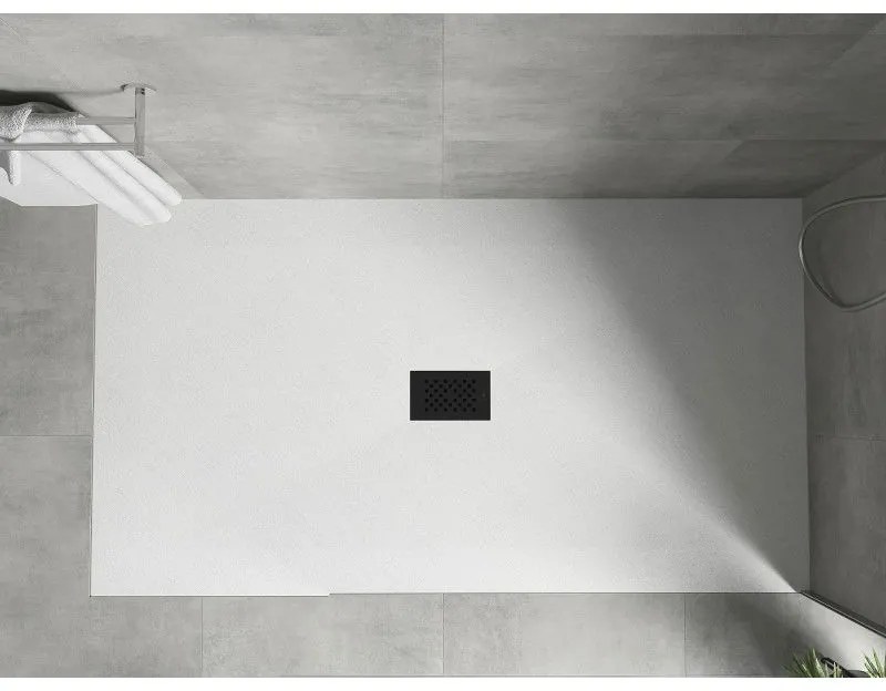 Mexen Hugo, obdélníková sprchová vanička SMC 150 x 100 cm, bílá, černá krytka, 42101015-B