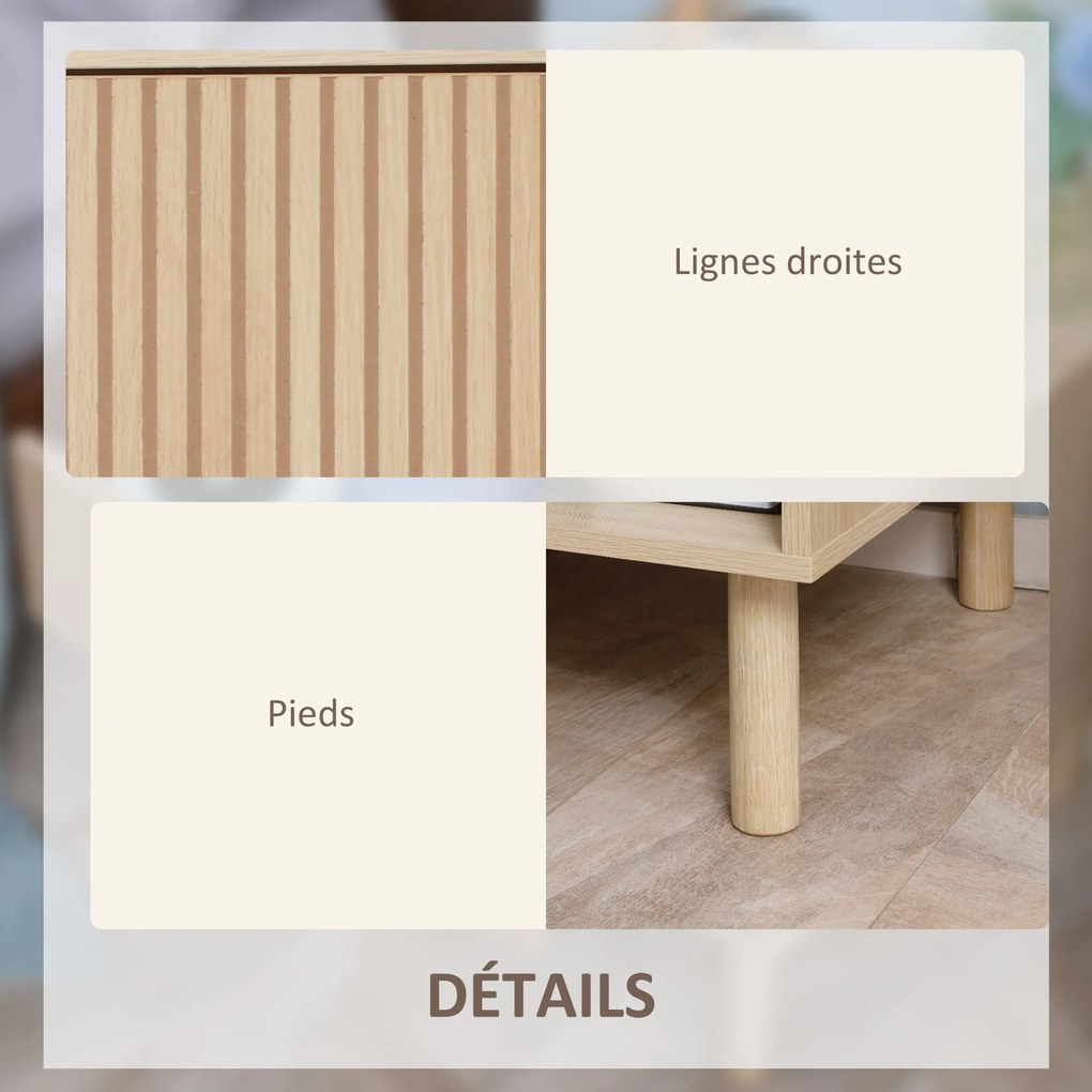 HOMCOM Noční stolek s šuplíky a policemi, moderní styl, 47 x 50 cm, přírodní dřevěný povrch